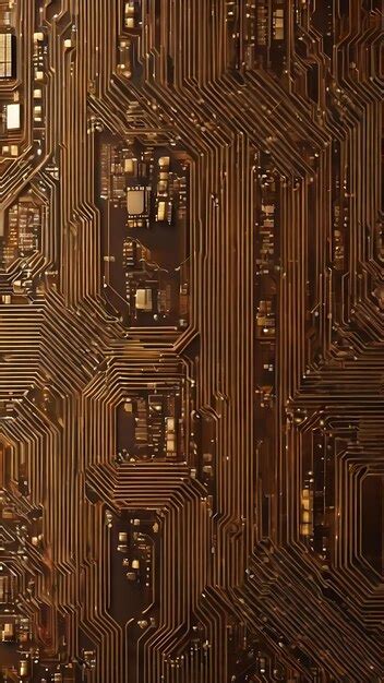 Premium Ai Image Brown Futuristic Microchip Background Data Digital Transformation
