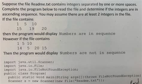 Solved Suppose The File Readmetxt Contains Integers