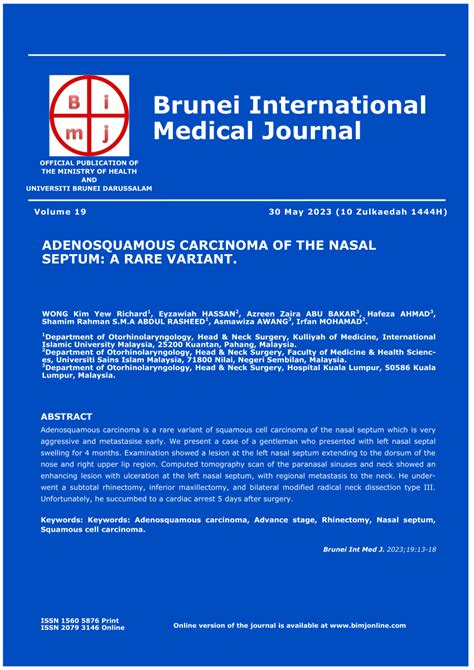 Pdf Adenosquamous Carcinoma Of The Nasal Septum A Rare Variant