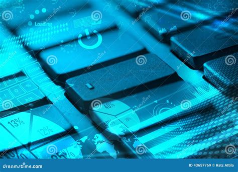 Keyboard With Glowing Charts Stock Image Image Of Business Multimedia 43657769