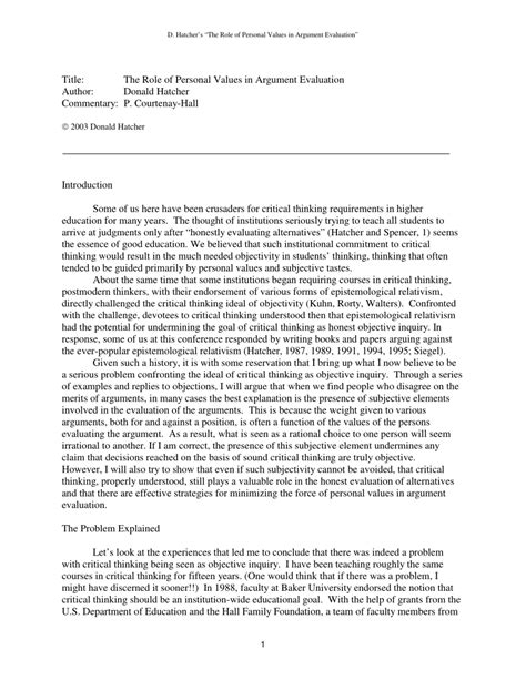 PDF Title The Role Of Personal Values In Argument Evaluation Author