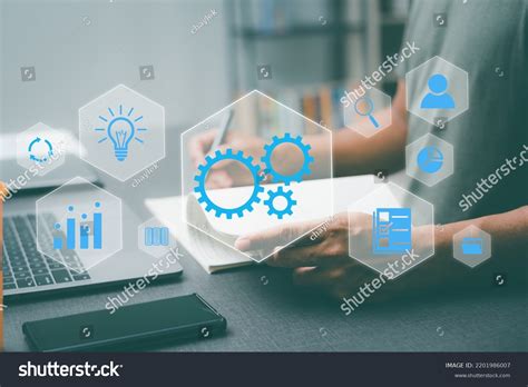 Businessman Analyze Processes Automate Workflows Flowchartsproblem