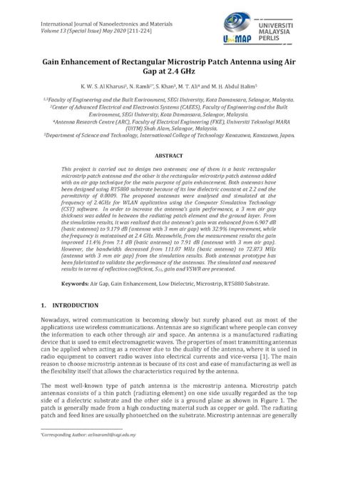 Pdf Gain Enhancement Of Rectangular Microstrip Patch Antenna Specialillustration Of A