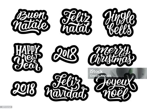 메리 크리스마스 Feliz Navidad 행복 한 새 해 2018 징 글 벨 펠리 스 나 탈 Joyeux 노엘 부 온 Natale 입력 체계 텍스트 컬렉션 인사말 카드 장식