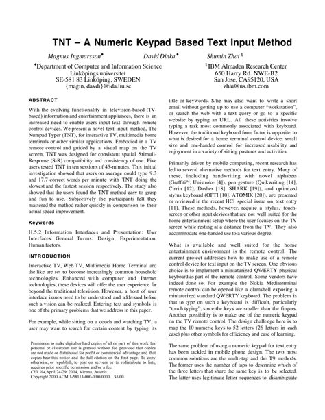 Pdf Tnt A Numeric Keypad Based Text Input Method