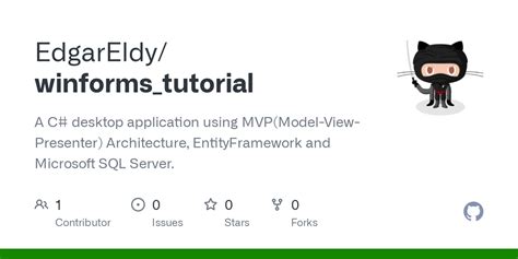 Github Edgareldywinformstutorial A C Desktop Application Using Mvpmodel View Presenter