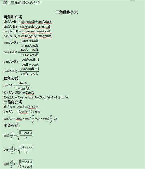 高中数学三角函数常用公式安装截图预览 It猫扑网
