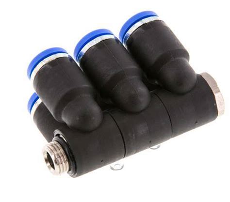 8mm X G18 6 Way Manifold Push In Fitting With Male Threads Brasspa
