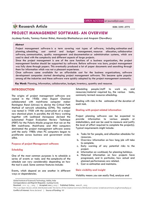 pdf project management software an overview