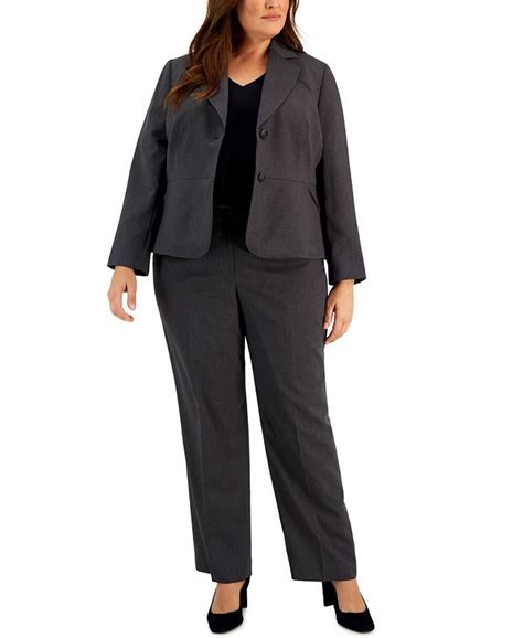 Le Suit Plus Size Two Button Pinstriped Pantsuit Macys