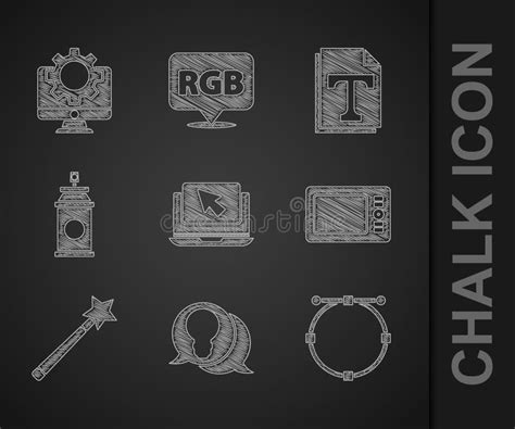 Set Laptop And Cursor Light Bulb With Concept Of Idea Circle Bezier Curve Graphic Tablet