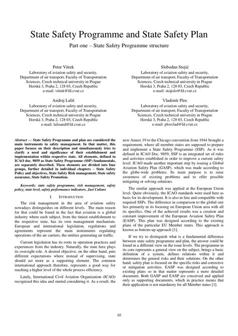 Pdf State Safety Programme And State Safety Plan Part One State Safety Programme Structure