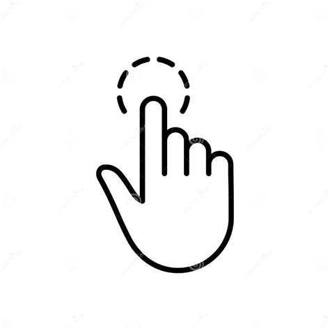 Touch Gesture Of Computer Mouse Pointer Finger Black Line Icon Cursor