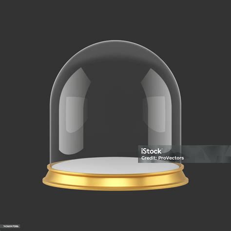 황금 트레이 안전 저장 및 보호 3d 템플릿 벡터에 현실적인 반원형 유리 돔 0명에 대한 스톡 벡터 아트 및 기타 이미지 0명 3차원 형태 공휴일 Istock