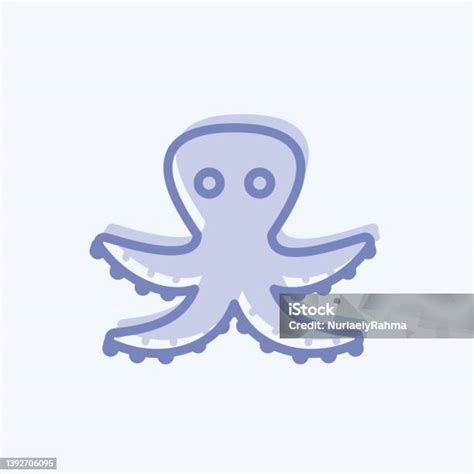 아이콘 낙지 바다 상징을 위해 적당한 두 가지 톤 스타일 편집 가능한 간단한 디자인 디자인 템플릿 벡터 간단한 기호 그림