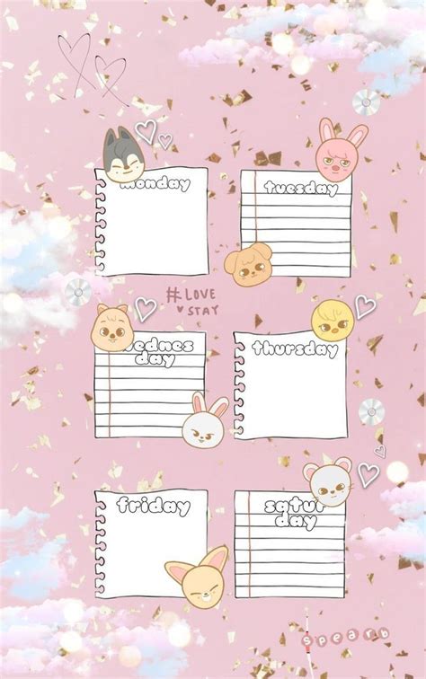 Пин от пользователя ⩩𝖍𝖆𝖓𝖆𝖐𝖔Ꮺ ⋆︶꒷꒦꒷ на доске Skz Школьное расписание Шаблон расписания