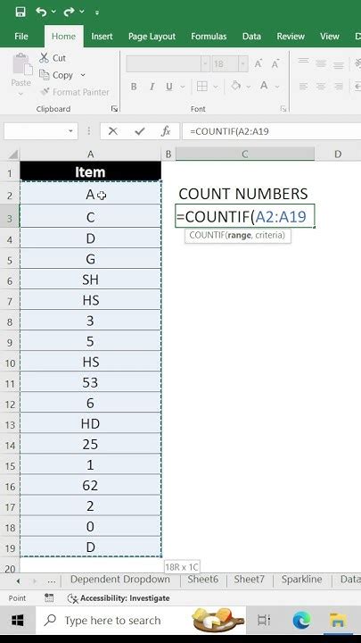 Count Only Numbers In Excel Countif Formula In Excel Excelformula Excelfunction Shorts
