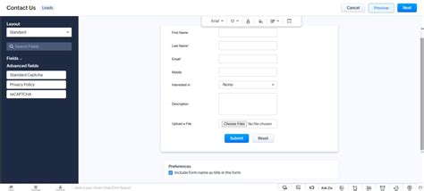 how to create webforms in zoho crm