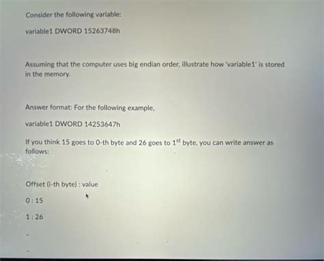 Solved Consider The Following Variable Variable1 Dword