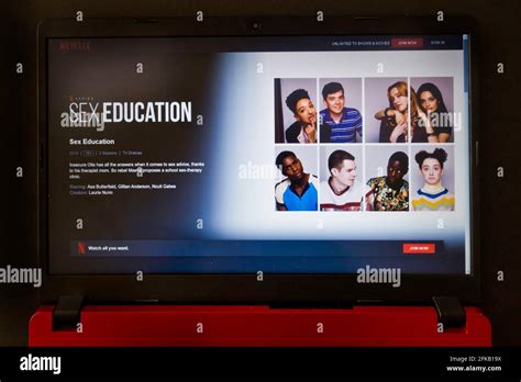 Laptop Screen With Netflix Tv Series Sex Education Stock Photo Alamy