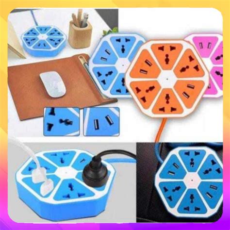 Jual Stop Kontak Hexagon Usb Soket Listrik Usb Colokan Stop Kontak Hexagon Usb Hexagonal