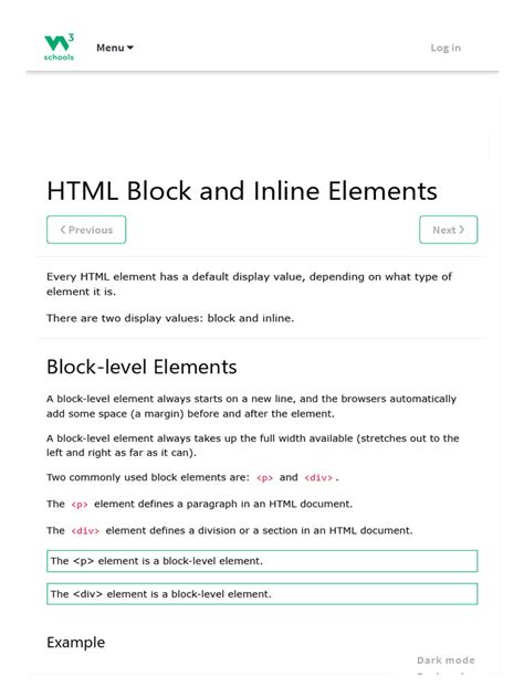 Html Block And Inline Elements Pdf Html Element Html