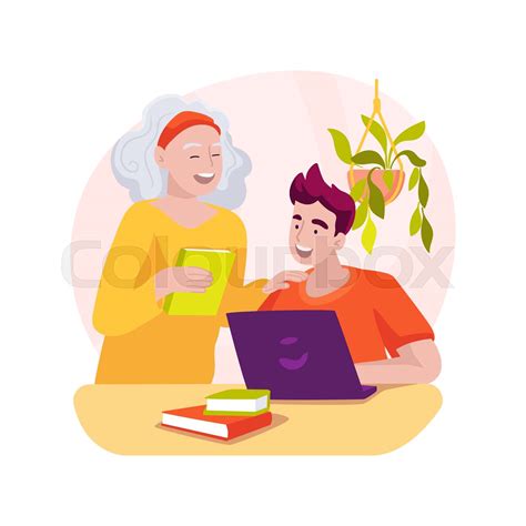 Cross Age Peer Tutoring Isolated Cartoon Vector Illustration Stock Vector Colourbox