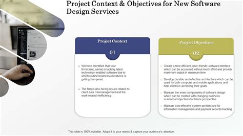 Project Context And Objectives For New Software Design Services Ppt