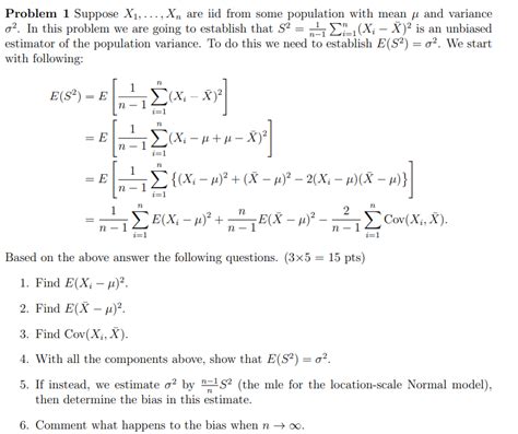 Solved Problem 1 Suppose X1 Xn Are Iid From Some Chegg Com