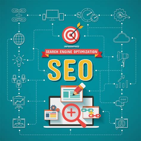 Seo Search Engine Optimization Infographics Stock Vector Illustration Of Digital Business