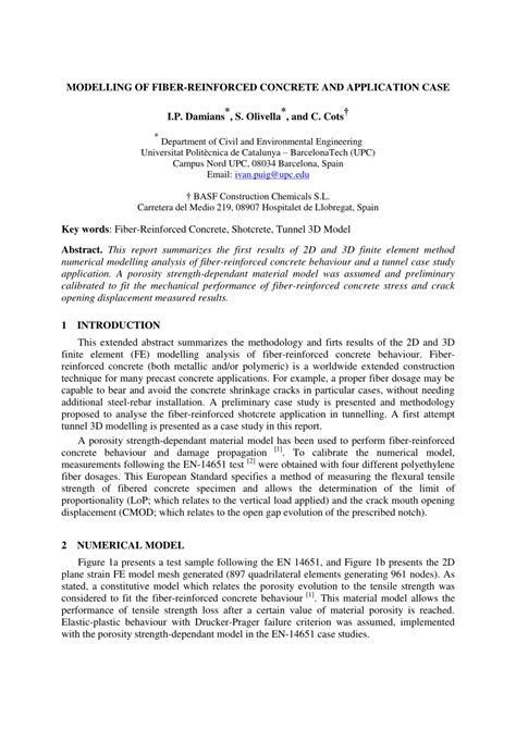Pdf Modelling Of Fiber Reinforced Concrete And Application Case