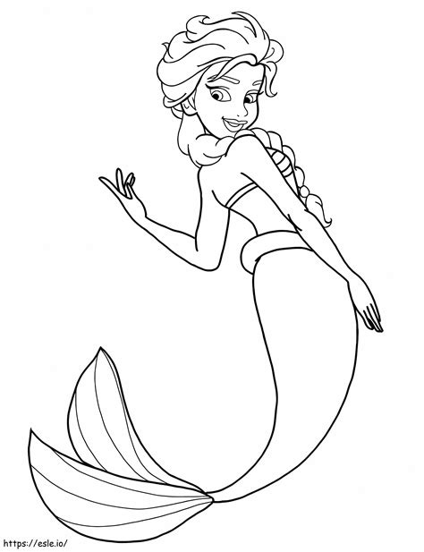 Elsa Mermaid Smiling Coloring Page