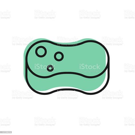 흰색 배경에 격리 된 검은 선 스폰지 아이콘입니다 설거지를 위한 바스트의 위스프 청소 서비스 개념입니다 벡터 일러스트레이션 가사