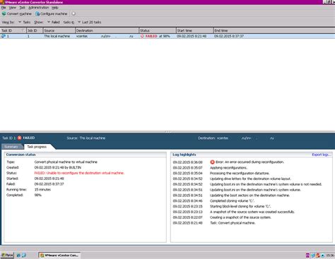 VMware converter ошибка при реконфигурировании Дневник Максим Боголепов