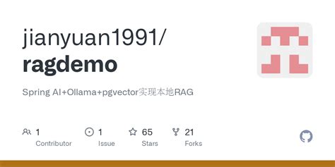 Github Jianyuan1991ragdemo Spring Aiollamapgvector实现本地rag