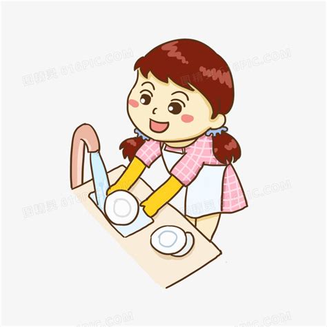卡通孩子洗碗免抠元素图片免费下载 PNG素材 编号ve9iwrqld 图精灵