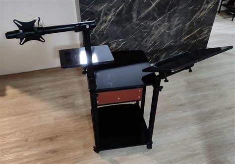 Moveable Computer Table Bedside Laptop Table Mobile Office Table Compact Storage Furniture