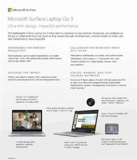 Surface Go 3 Flyer And Product Specs Sheet