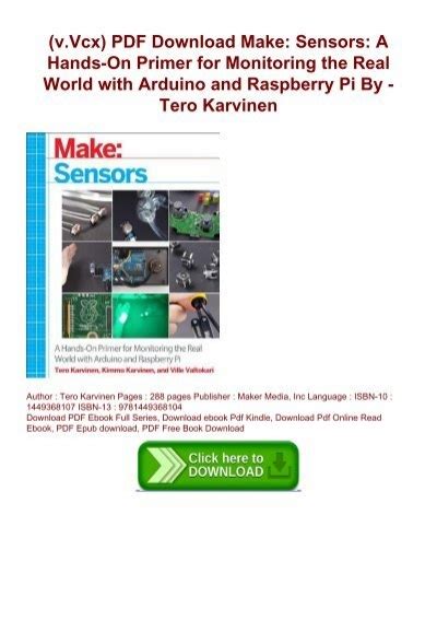Vvcx Pdf Download Make Sensors A Hands On Primer For Monitoring The Real World With Arduino
