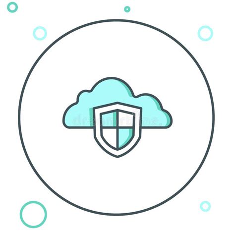 Line Cloud And Shield Icon Isolated On White Background Cloud Storage Data Protection Stock