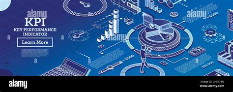 Kpi Key Performance Indicator Vector Illustration Isometric Concept Of Business Performance