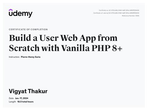 Vigyat Thakur On Linkedin Udemy Phpdevelopment Webappcreation