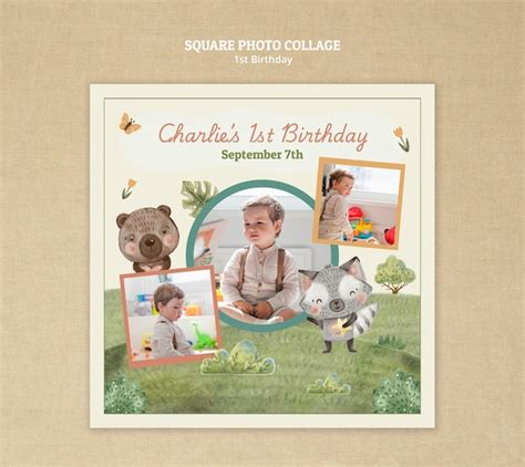 첫 번째 생일 템플릿 디자인 무료 Psd 파일