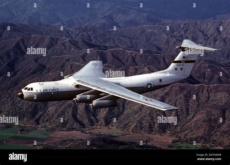 An Air To Air Left Side View Of A C 141 Starlifter Aircraft From The
