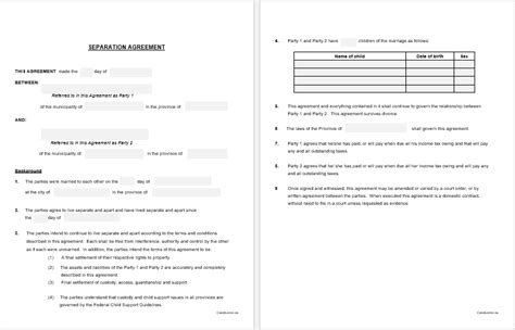 Separation Agreement Templates Excel Word Template