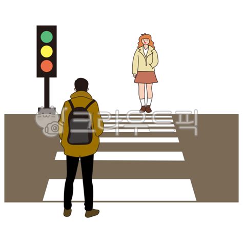 Road 도로 Person 사람 신호등 사진 이미지 일러스트 캘리그라피 Chowooni작가