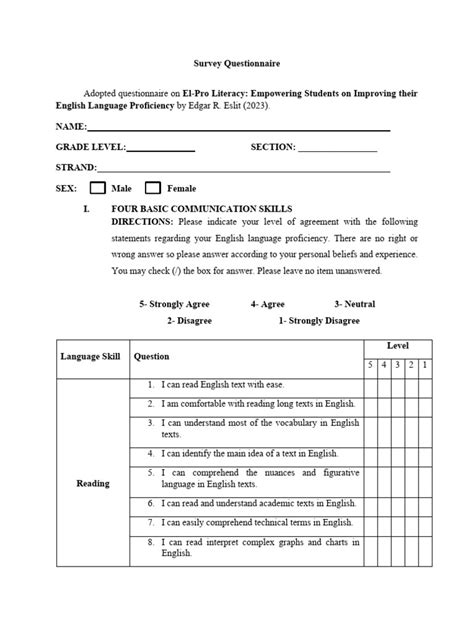 Survey Questionnaire Group 3 Pdf English Language Accent Sociolinguistics
