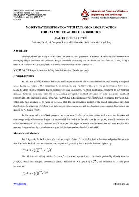 pdf modify bayes estimation with extension loos function for