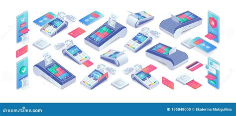 Isometric Cashless Payment Machine With Qr Code On Screen Smartphone
