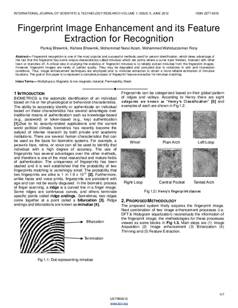 Pdf Fingerprint Image Enhancement And Its Feature Extraction For